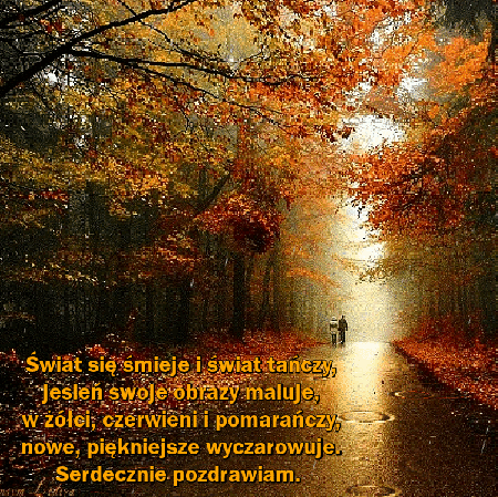 Jesienne pozdrowienia liść kolorowy - Gify i obrazki na GifyAgusi.pl