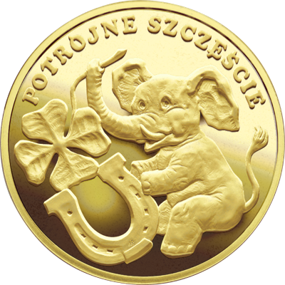 Moneta na szczęście z koniczyną, podkową i słonikiem - Gify i obrazki ...