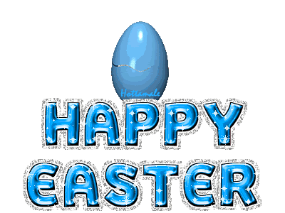 Brokatowy niebieski napis Happy Easter - Gify i obrazki na GifyAgusi.pl