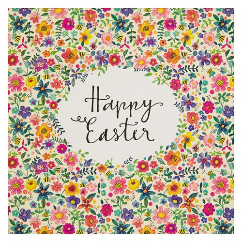 Napis Happy Easter wśród kwiatów - Gify i obrazki na GifyAgusi.pl