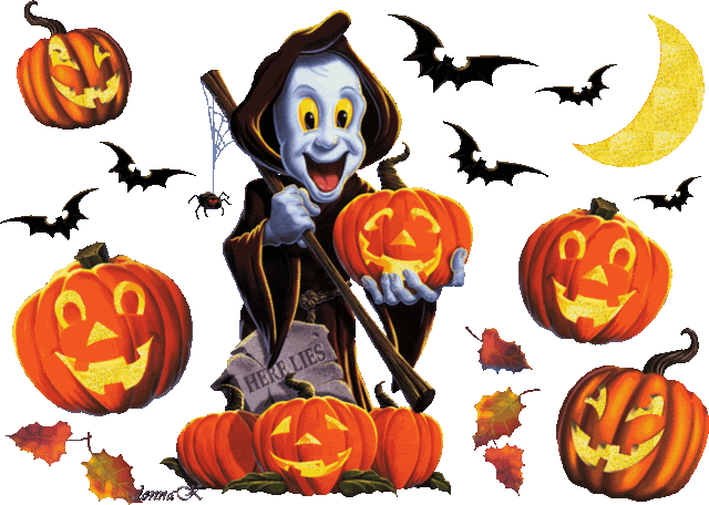 Duch trzymający uśmiechnięte dynie w Halloween - Gify i obrazki na ...