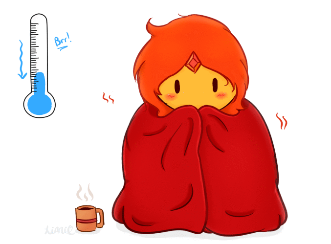 Dziewczynka owinięta czerwonym kocem zimno - Gify i obrazki na GifyAgusi.pl