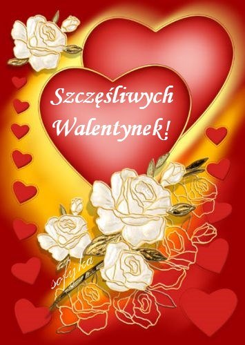 Białe róże i serca szczęśliwych walentynek - Gify i obrazki na GifyAgusi.pl